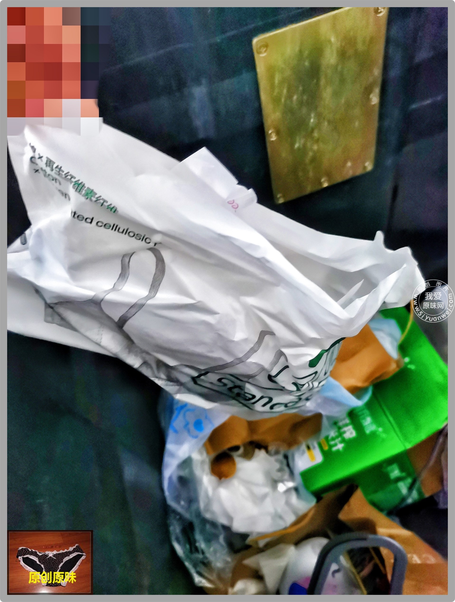 (原创)女生宿舍垃圾房系列-黑薄文胸+粘着卫生巾NN(32P) - 原味罩罩 - 原味秀